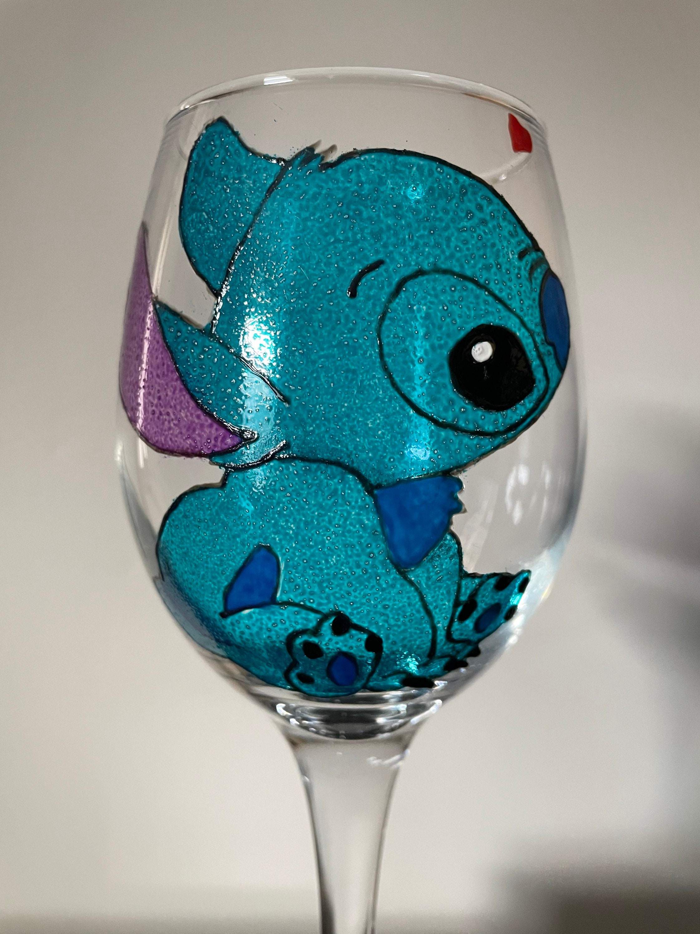 Stitch Lilo and Stitch Bright Large Hand Painted Wine Glass - Etsy
