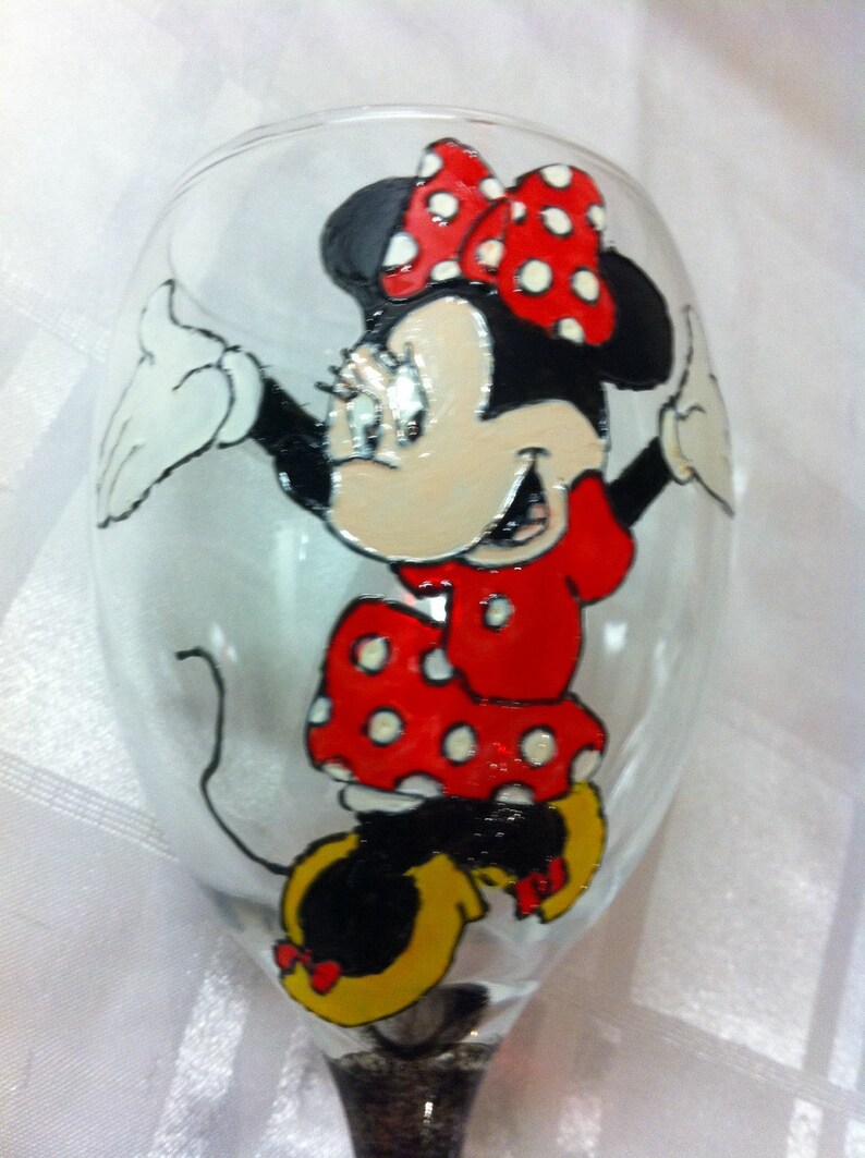 Mickey and Minnie Mouse Pair of Large Hand Painted Wine - Etsy