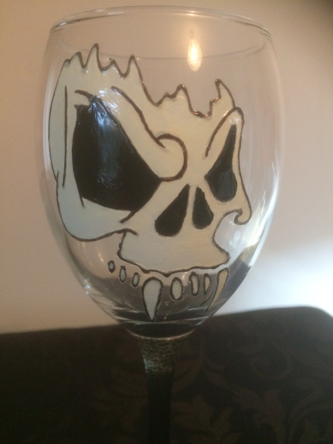 Gothic Vampire Skull Large Hand Painted Wine Glass Washable - Etsy