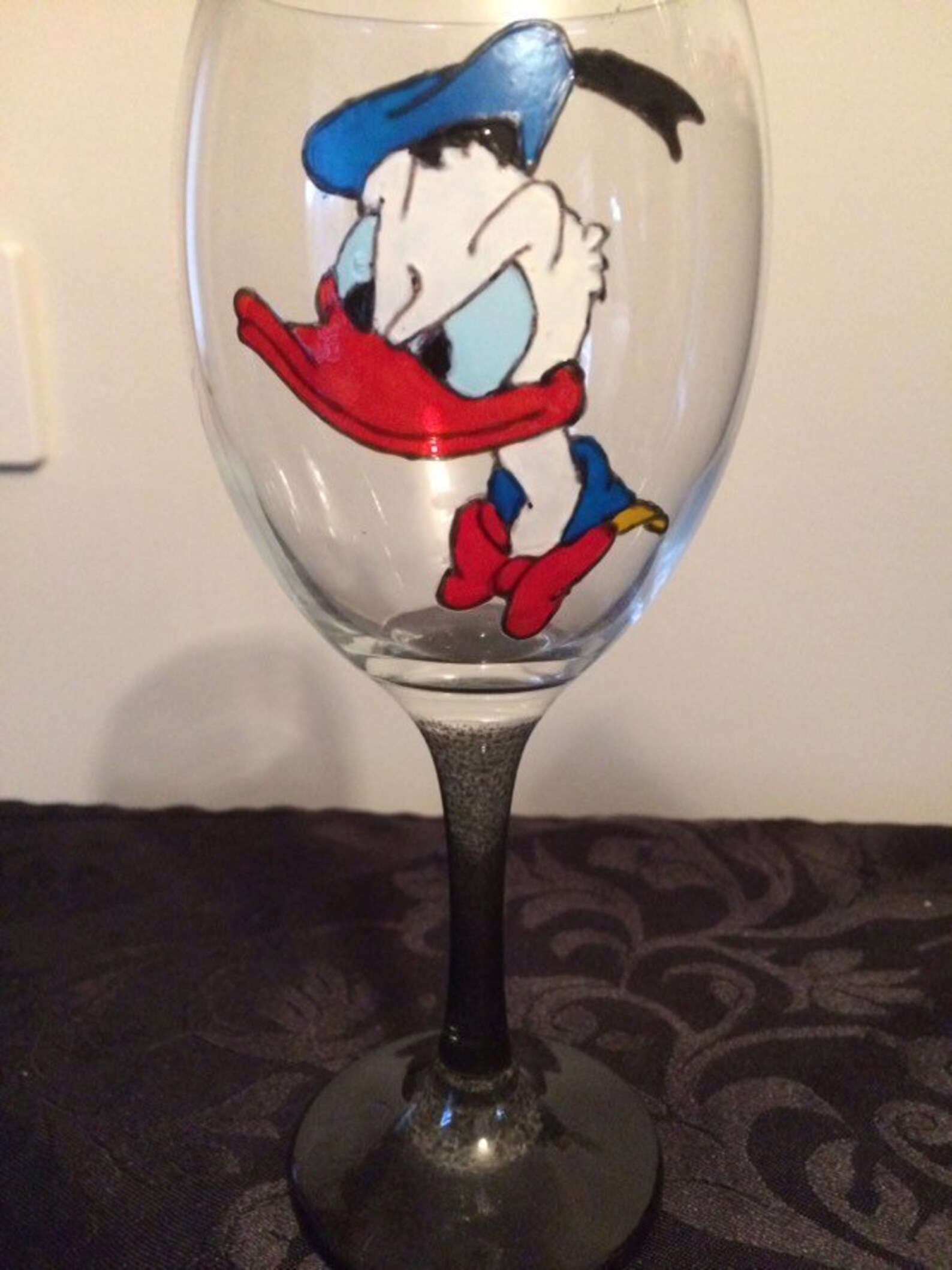 Donald Duck Large Hand Painted Wine Glass - Etsy