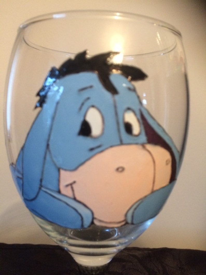 Eeyore Winnie the Pooh Hand Painted Large Wine Glass Black | Etsy