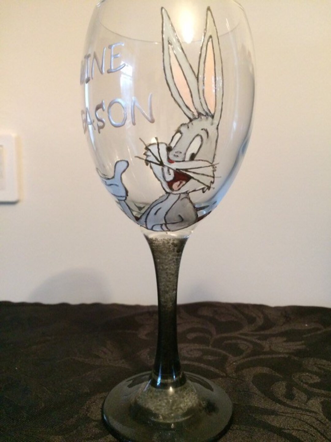 Bugs Bunny Wine Season Large Hand Painted Wine Glass Black - Etsy
