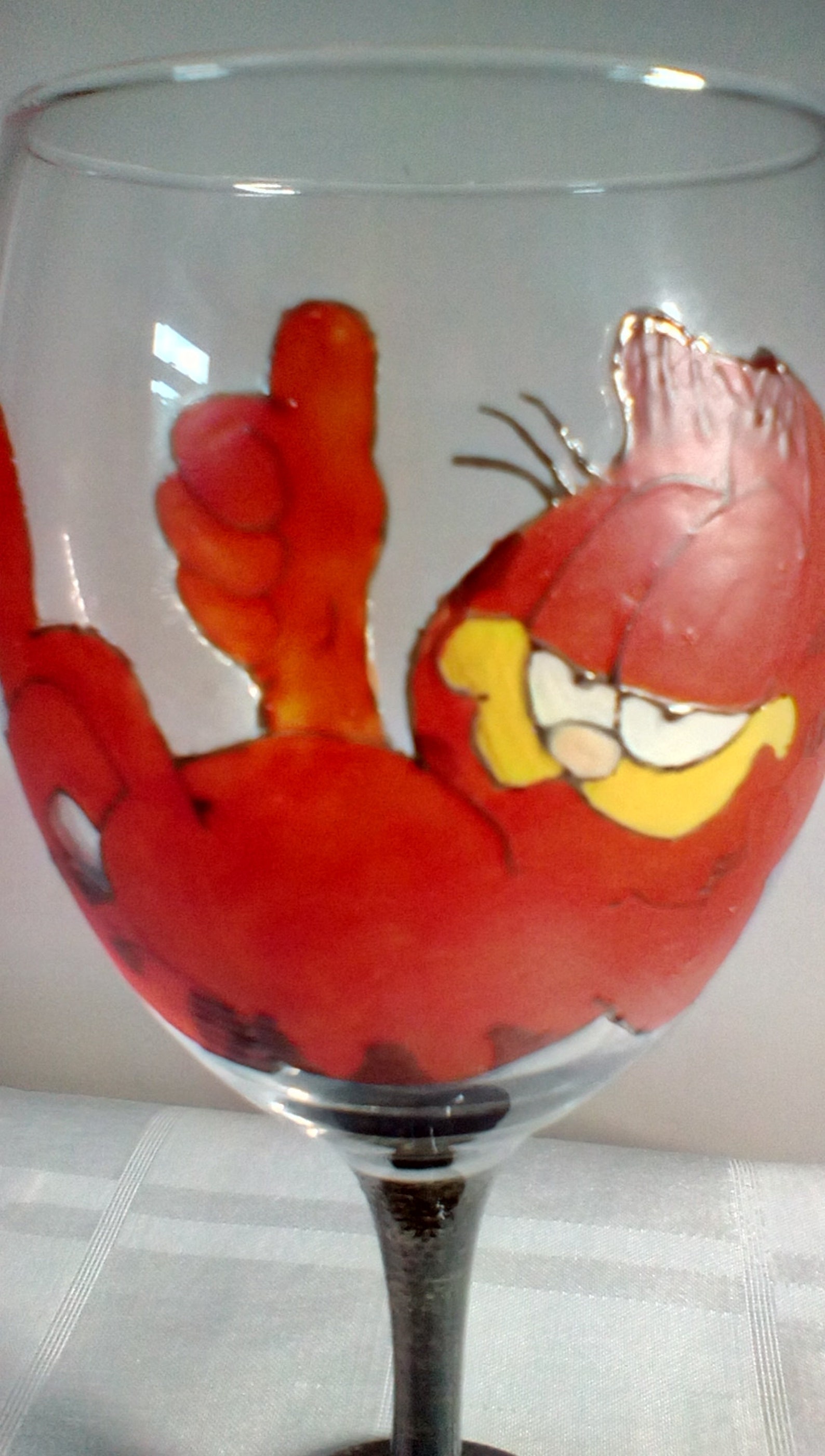Garfield Large Hand Painted Wine Glass With Black Stem and Base - Etsy