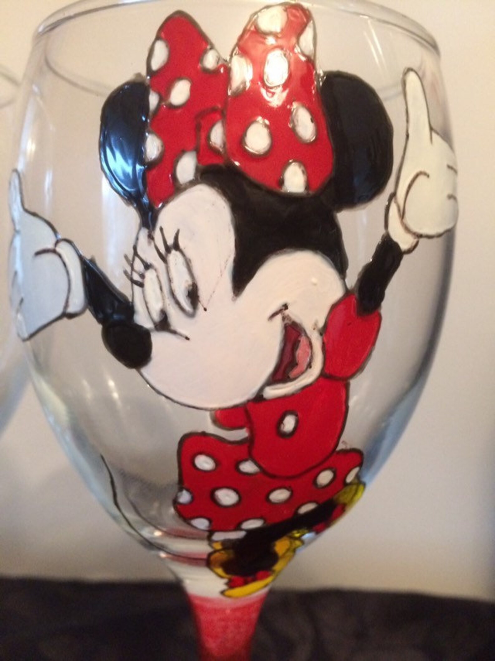 Mickey and Minnie Mouse Pair of Large Hand Painted Wine - Etsy