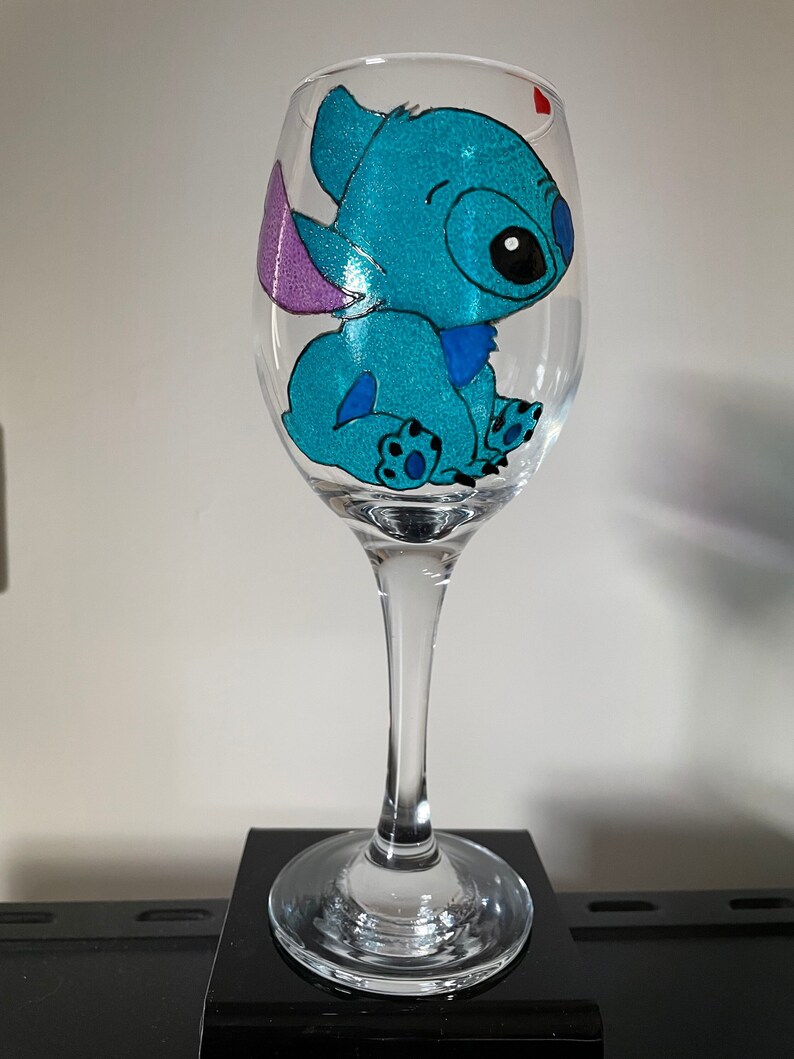 Stitch Lilo and Stitch Bright Large Hand Painted Wine Glass - Etsy