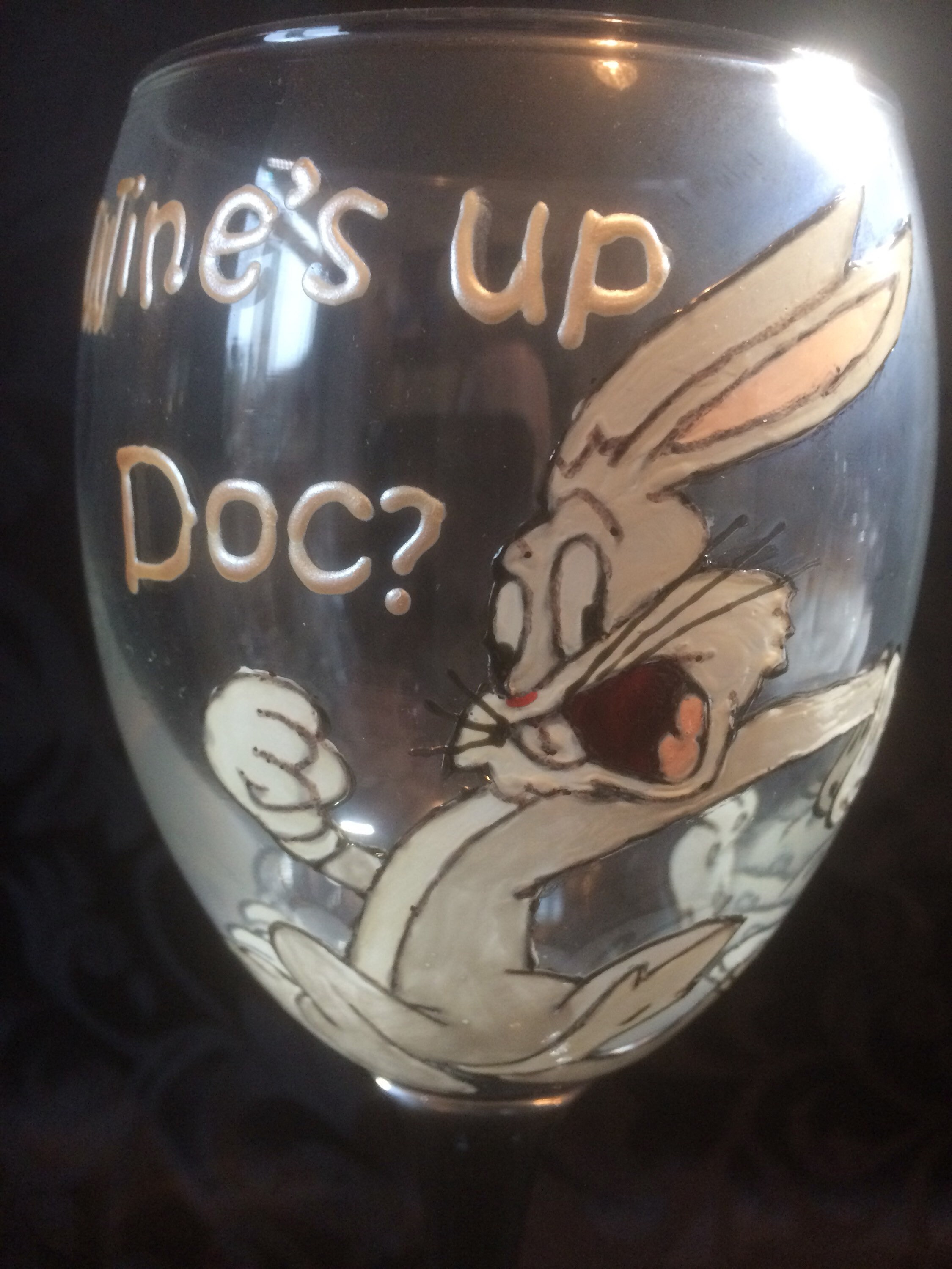 Bugs Bunny Wines Up Doc Vidrio de vino grande pintado a mano lavable ...