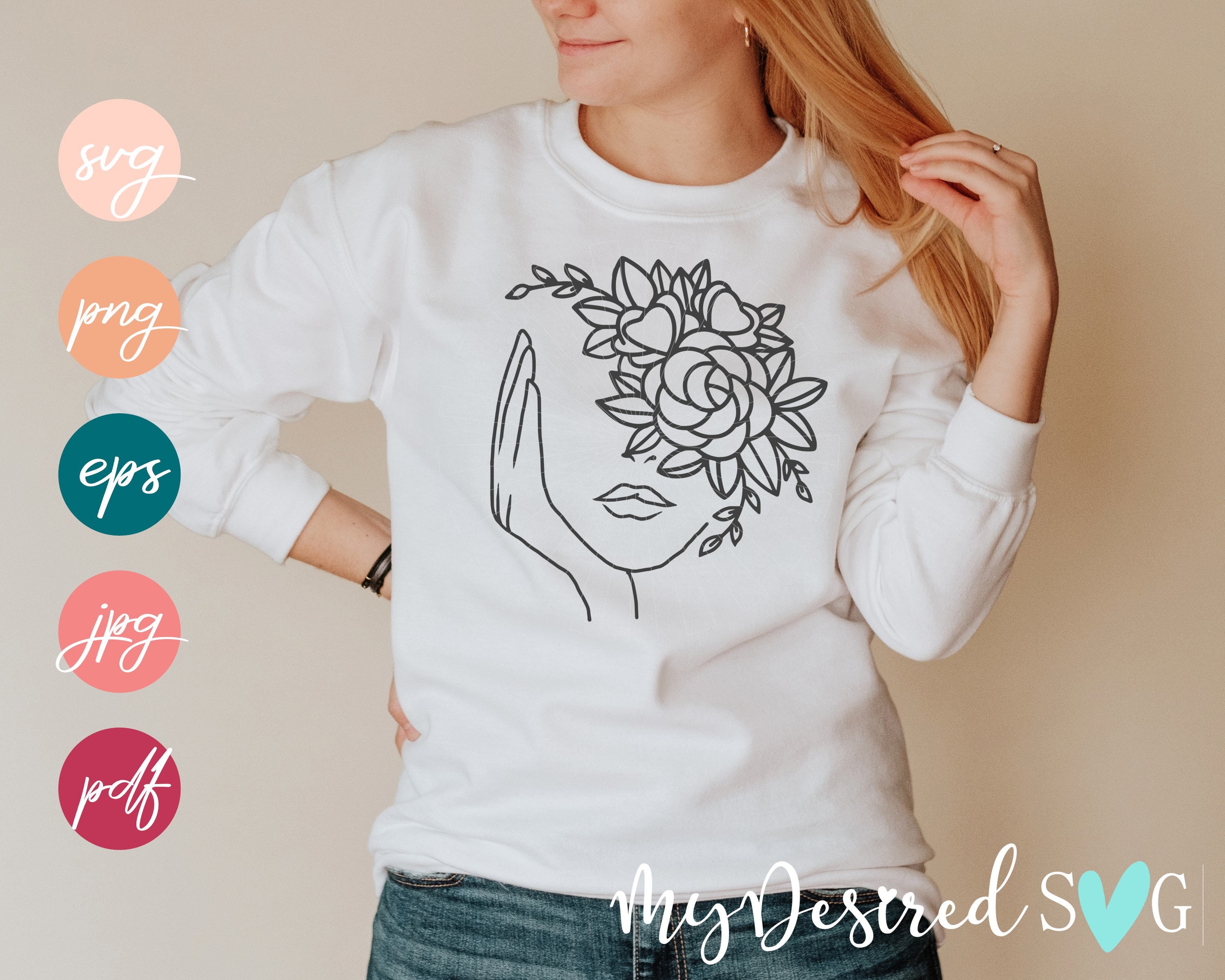 Floral Woman Svg File Flowers SVG Silhouette Woman With - Etsy Australia