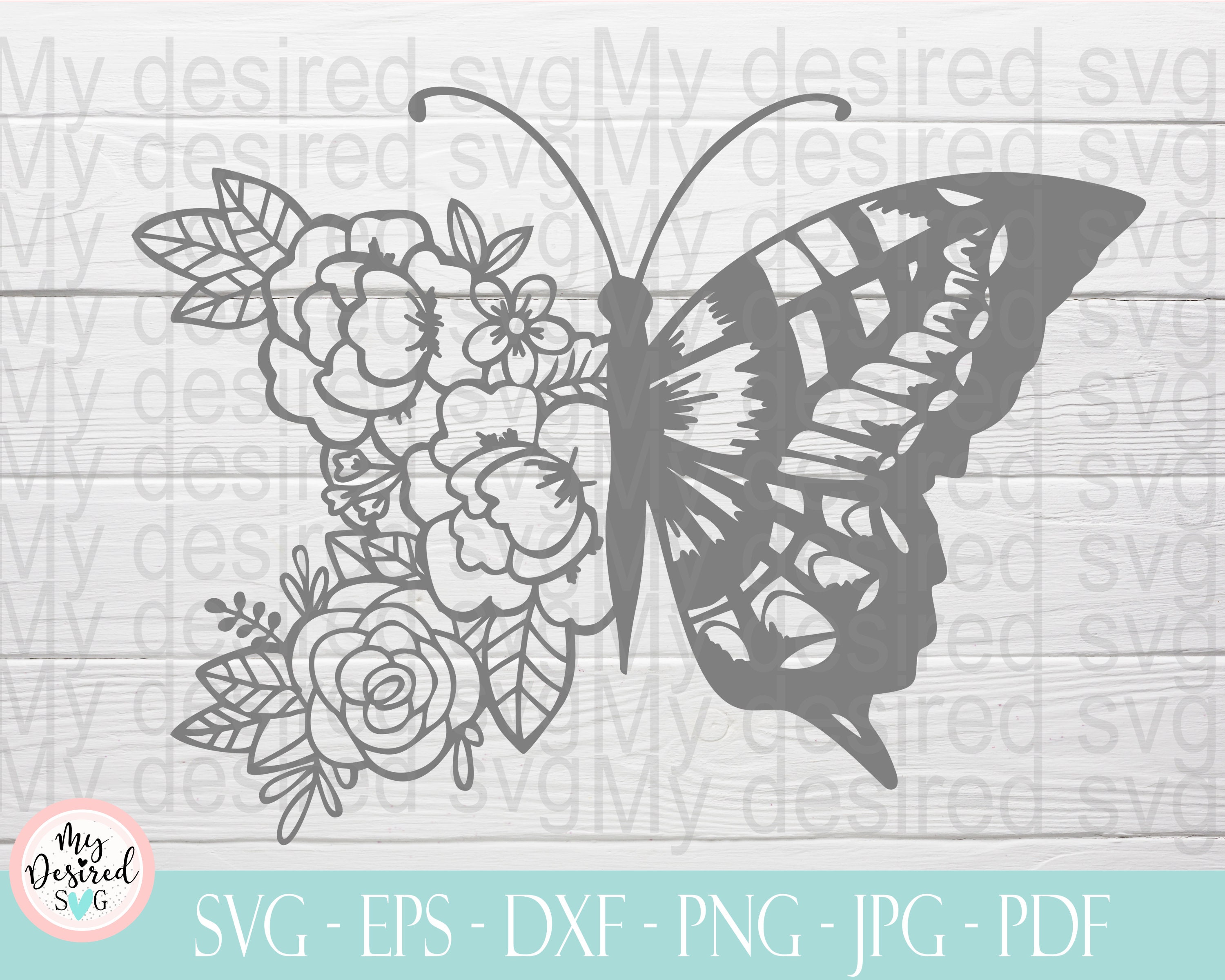 Butterfly SVG Floral Butterfly Flowers Svg Spring Svg | Etsy
