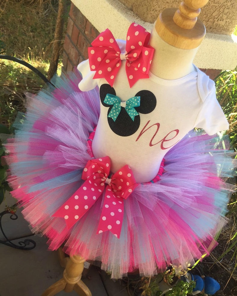 Minnie Mouse Birthday Tutu Outfit Dress Set Handmade Pinks and - Etsy