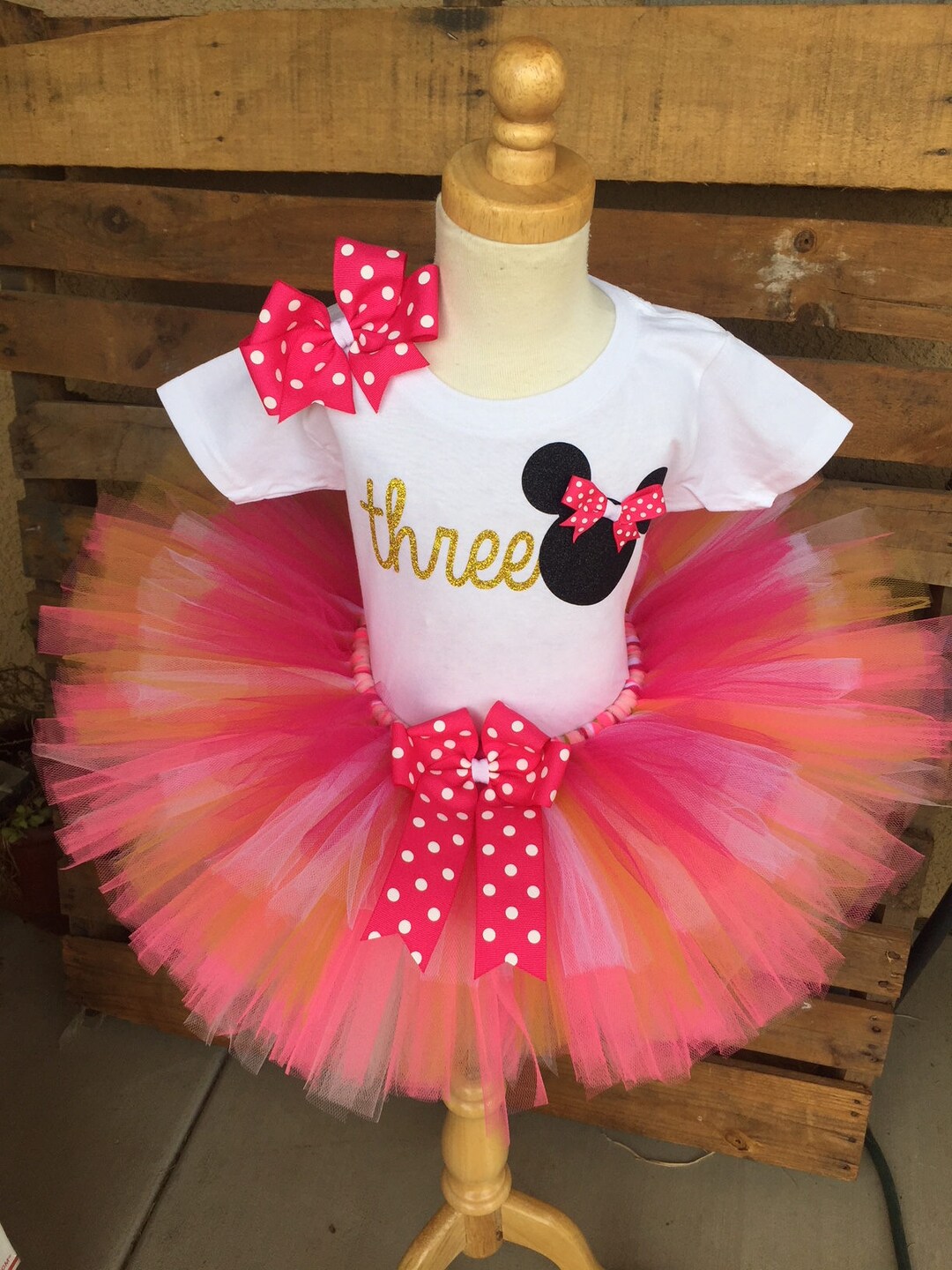 Minnie Mouse Birthday Tutu Outfit Dress Set Handmade Pinks - Etsy