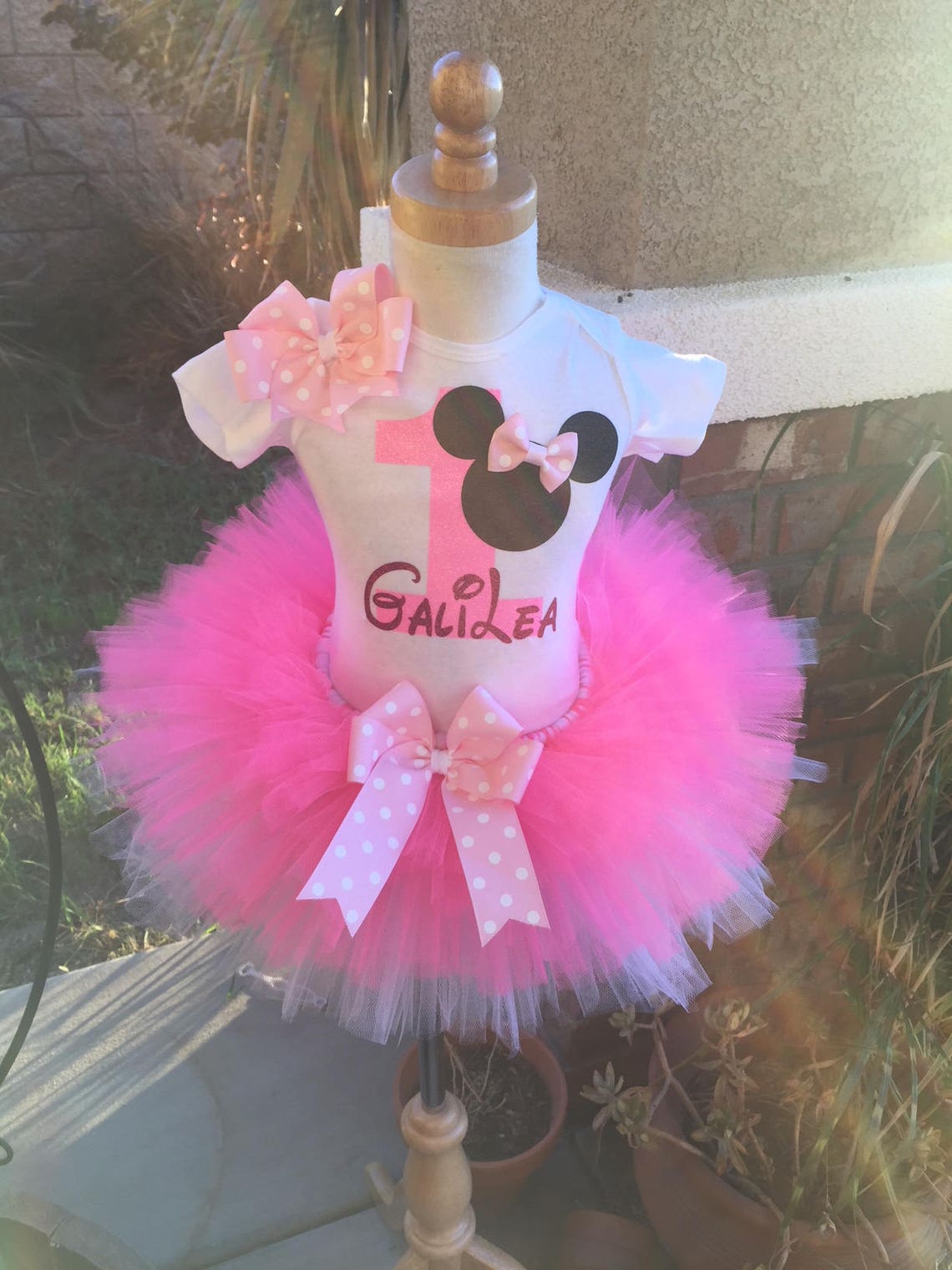 Minnie Mouse Birthday Tutu Outfit Dress Set Handmade in Pink | Etsy