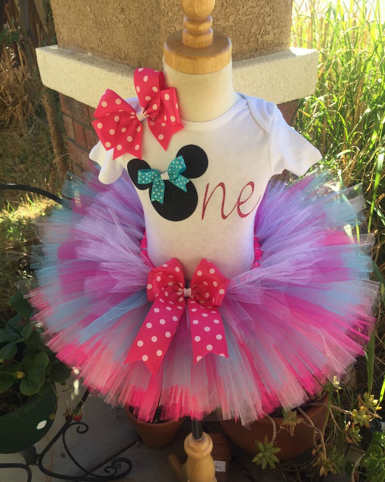 Minnie Mouse Birthday Tutu Outfit Dress Set Handmade Pinks and | Etsy