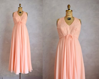 Peach Chiffon Dress - Etsy