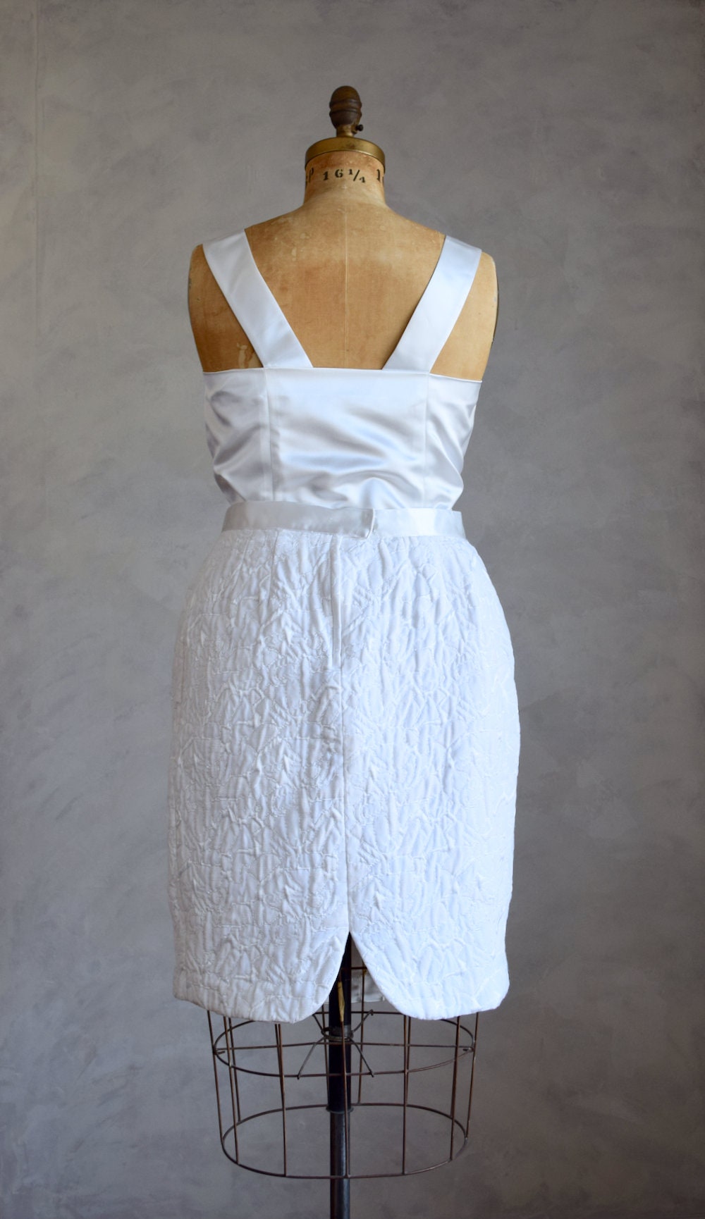 Vintage white fitted party dress 1980s white satin top and | Etsy