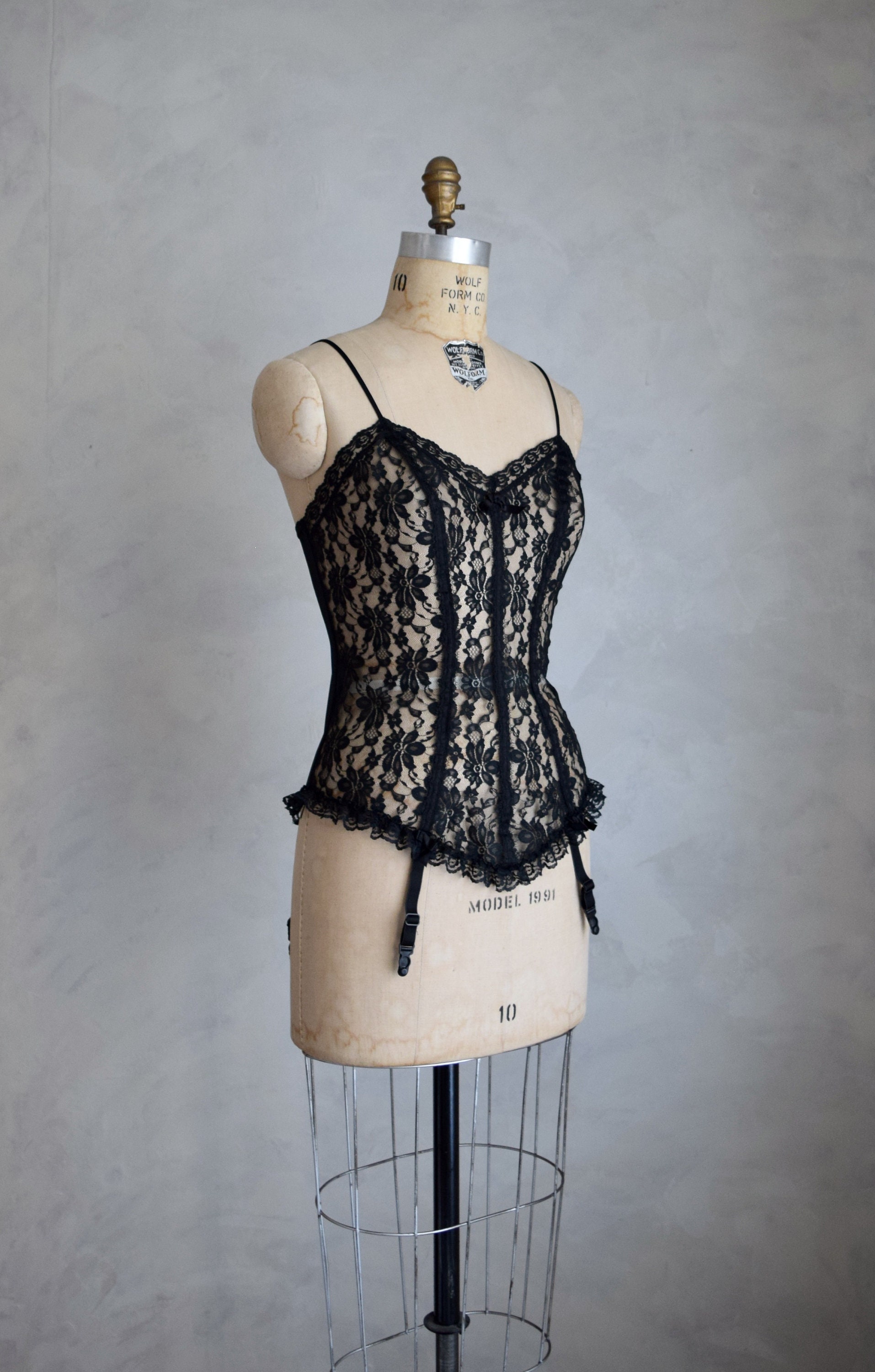 Vintage 1980s Lace Garter Tank Vintage 80s Sheer Lace Corset - Etsy