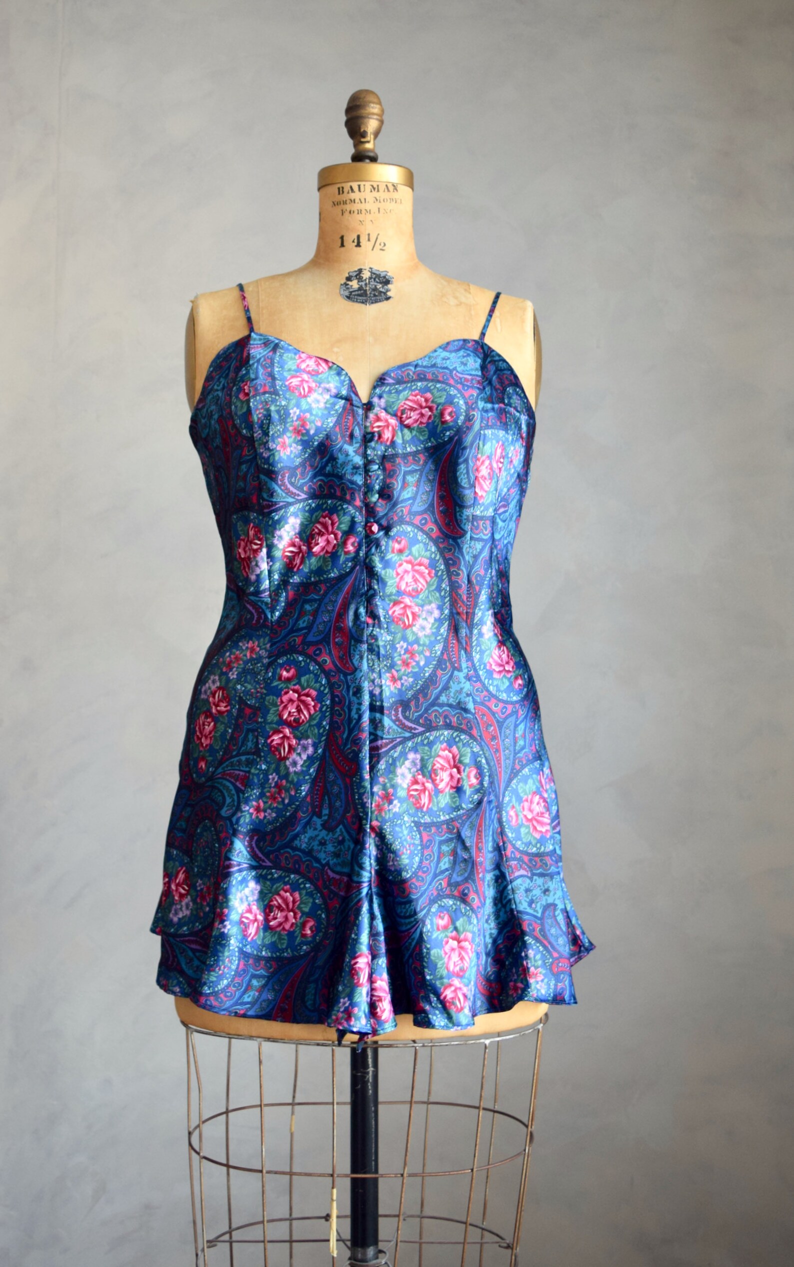 Vintage Floral Teddy Romper Vintage 1990s Sleep Romper - Etsy