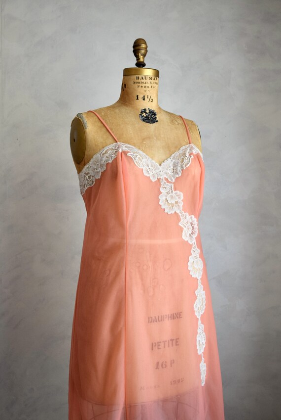 vintage 1960s sheer coral and lace nightgown | vintag… - Gem