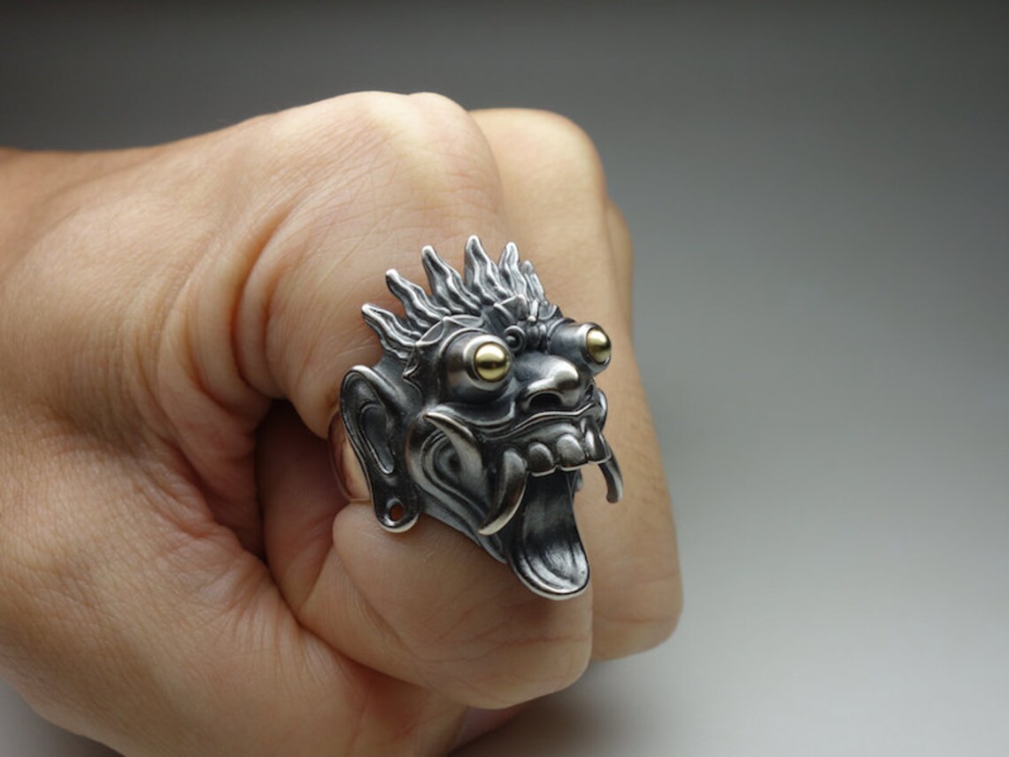 Rangda Ring - Bali Mask Ring - Sterling Silver 925 - Etsy Canada