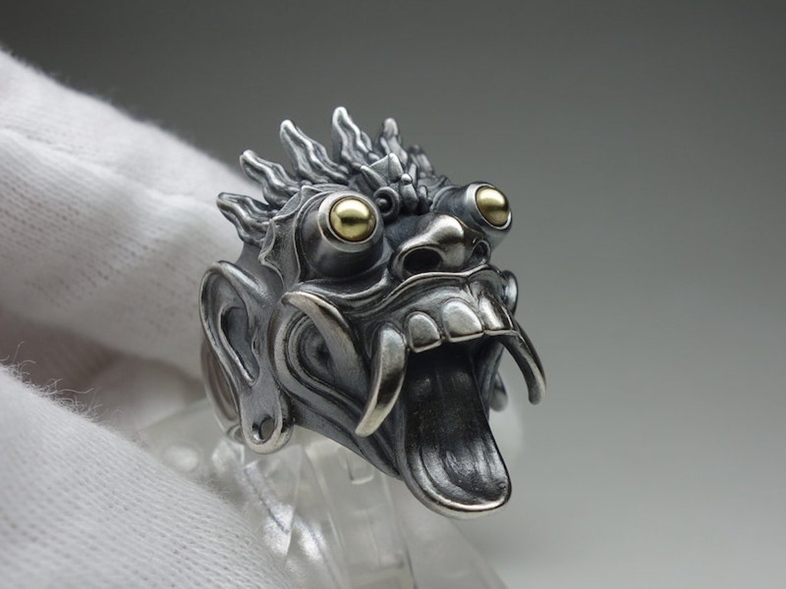 Rangda Ring - Bali Mask Ring - Sterling Silver 925 - Etsy Canada