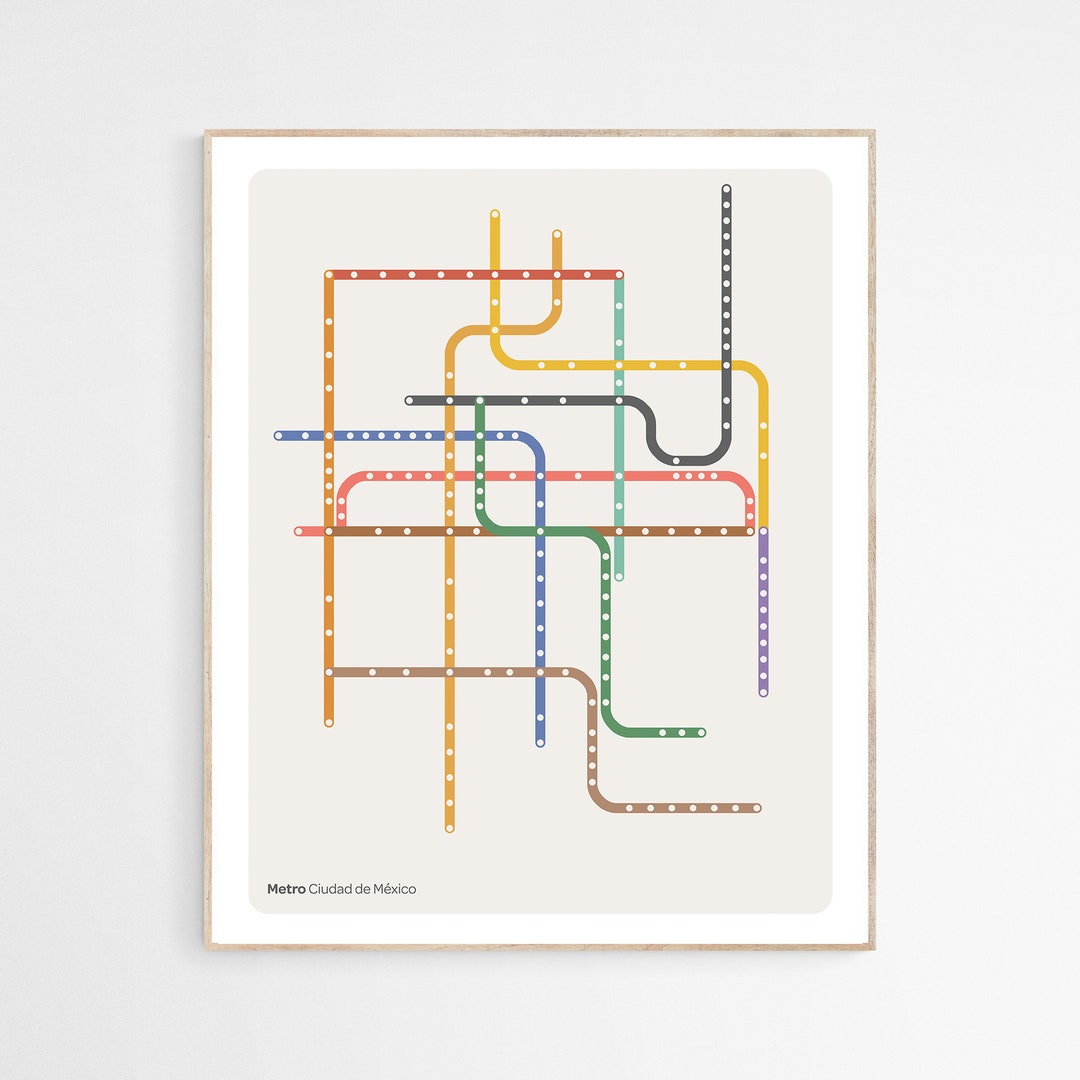 Mexico City Metro Print | Mexico City Wall Art | Minimalist Art Print ...
