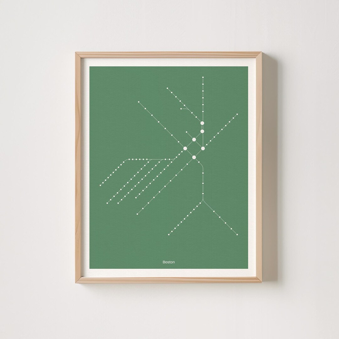 Boston MBTA Art Print Minimalist Wall Art Subway Map Boston Poster ...