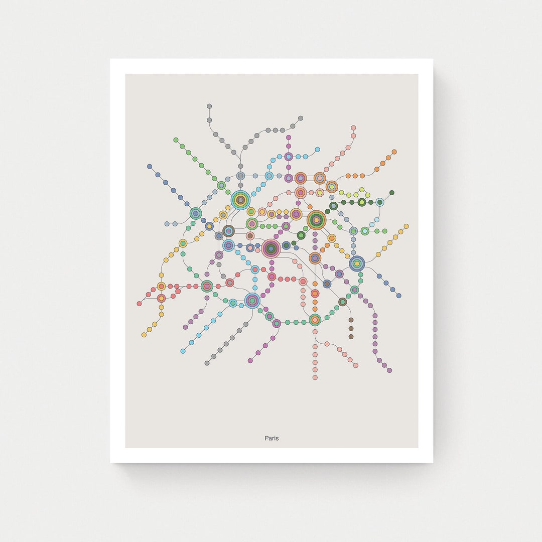 Paris Metro | Giclée Art Print | Paris Metro Map | Minimalist Wall Art ...