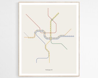 Washington Metro Map Poster - Etsy