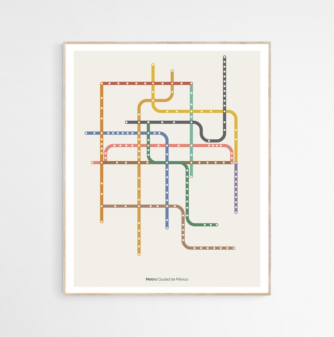 Mexico City Metro Art Print Subway Map Mexico City Metro Map Giclée ...
