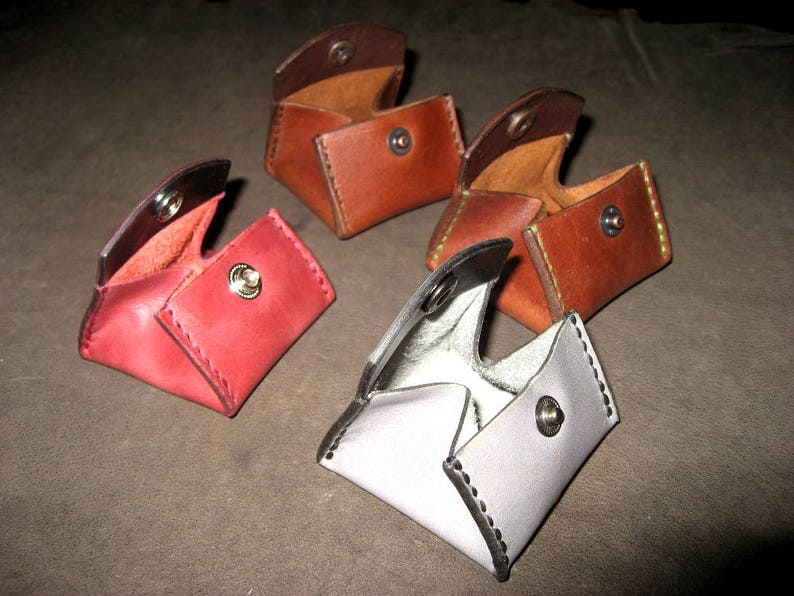 Small, Square Leather Pouch for Headphones, Jewellery, Coins; Headphone ...
