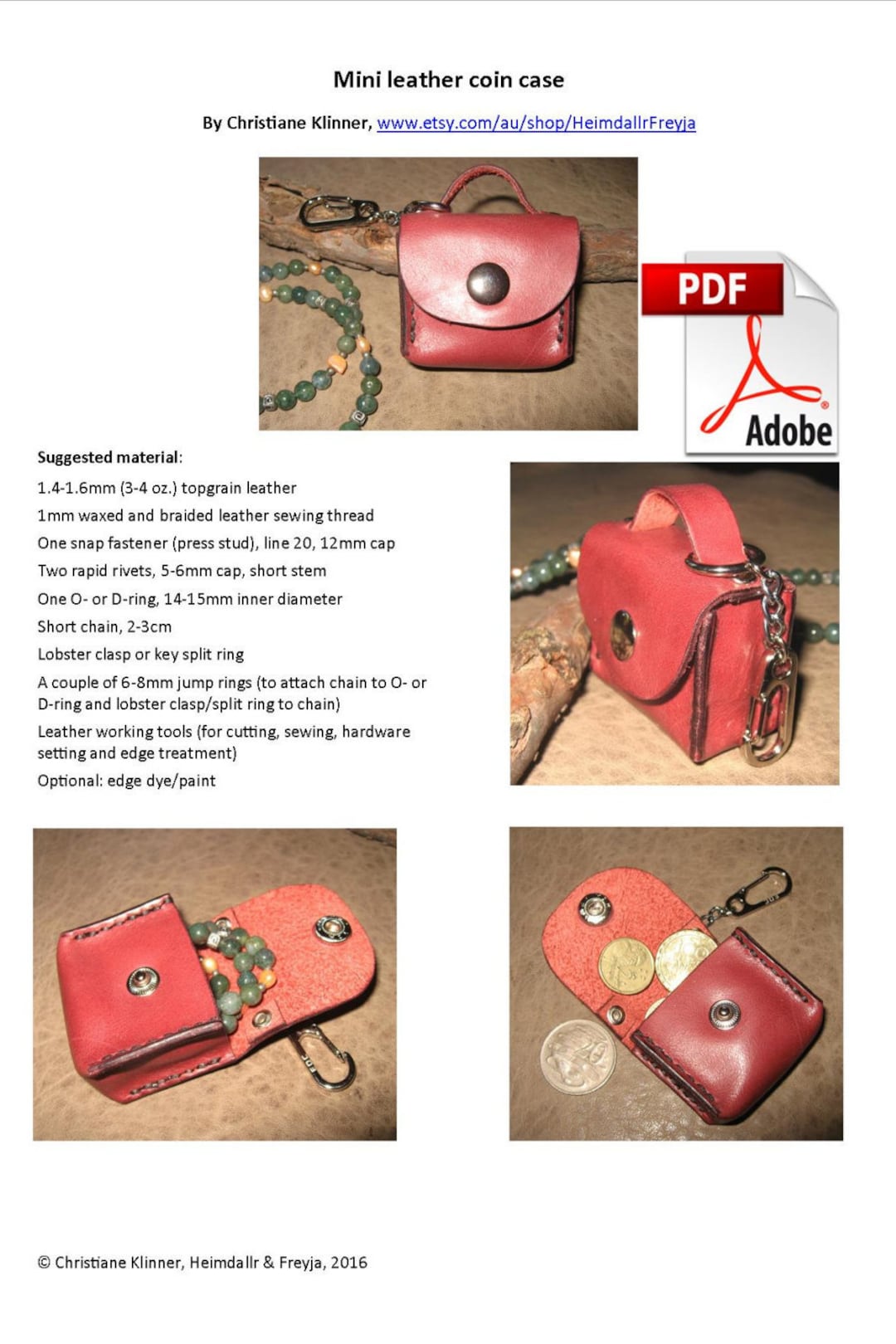 PDF Pattern: Mini Leather Coin Case, Small Accessories, Leather ...