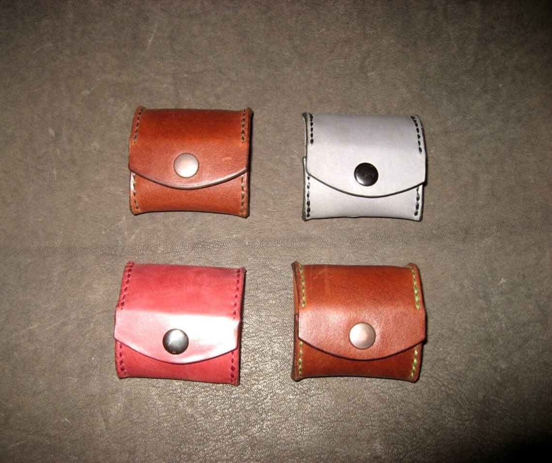 Small square leather pouch for headphones jewellery coins | Etsy