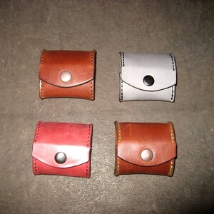 Small, Square Leather Pouch for Headphones, Jewellery, Coins; Headphone ...
