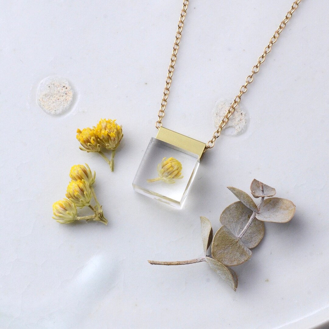 Yellow Ageratum Necklaceminimalist Contemporary Necklace - Etsy