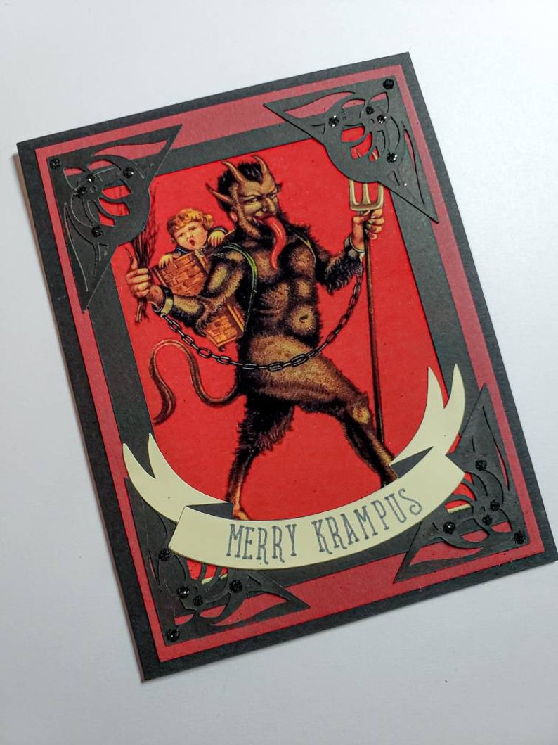 Glittered Merry Krampus Greeting Card - Etsy