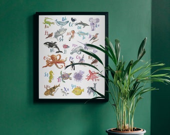 The A-Z of Animals Watercolour Print, Animal Alphabet - Etsy UK