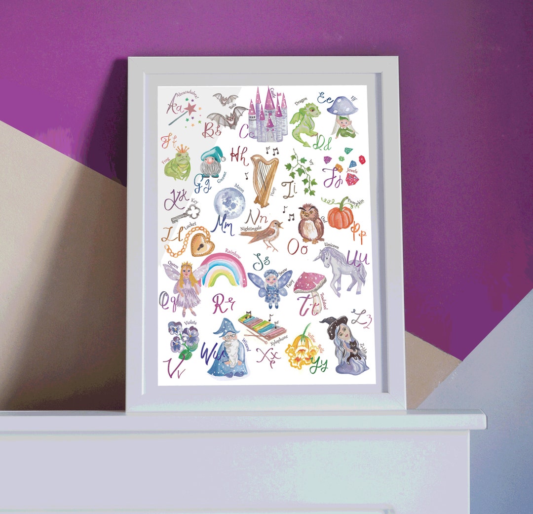 A-Z Magical Fairyland, Alphabet Print, Nursery Art, Unicorns, Animal ...