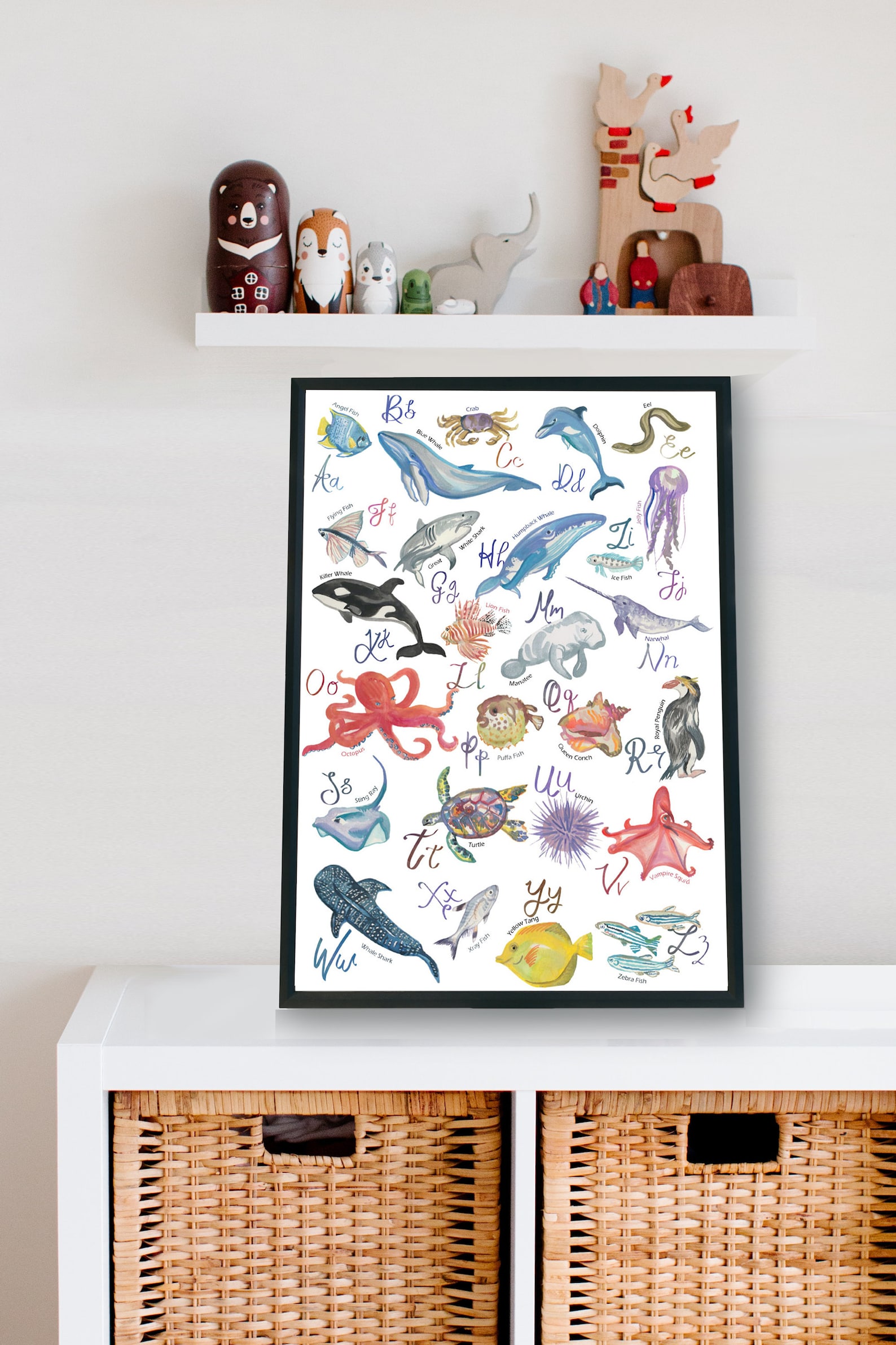 Sea Animals Alphabet Print, A-Z Sea Creatures, Nursery Art, Kids ...