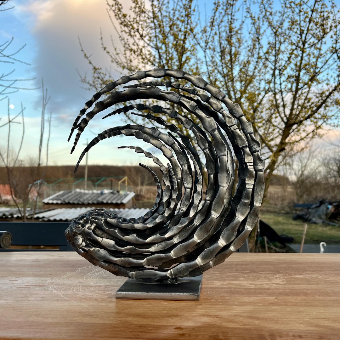 Forged Metal Abstract Sculpture: Handmade Industrial Steel Art - Etsy