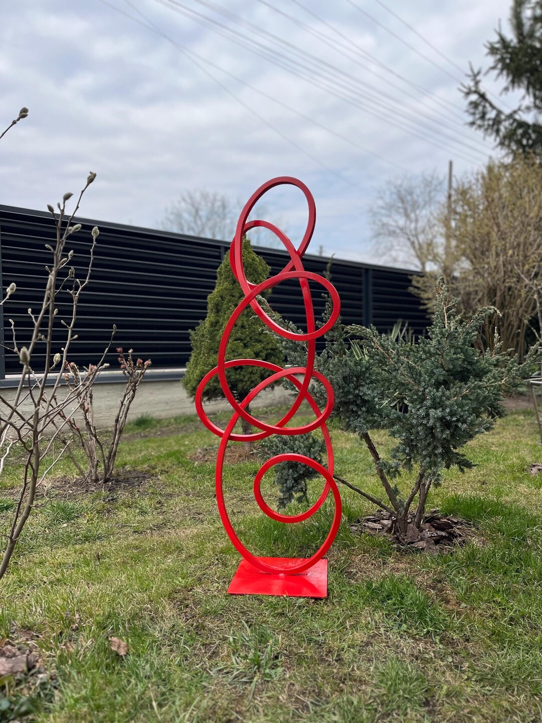 Red Abstract Metal Sculpture | Modern Outdoor Indoor Steel Art ...
