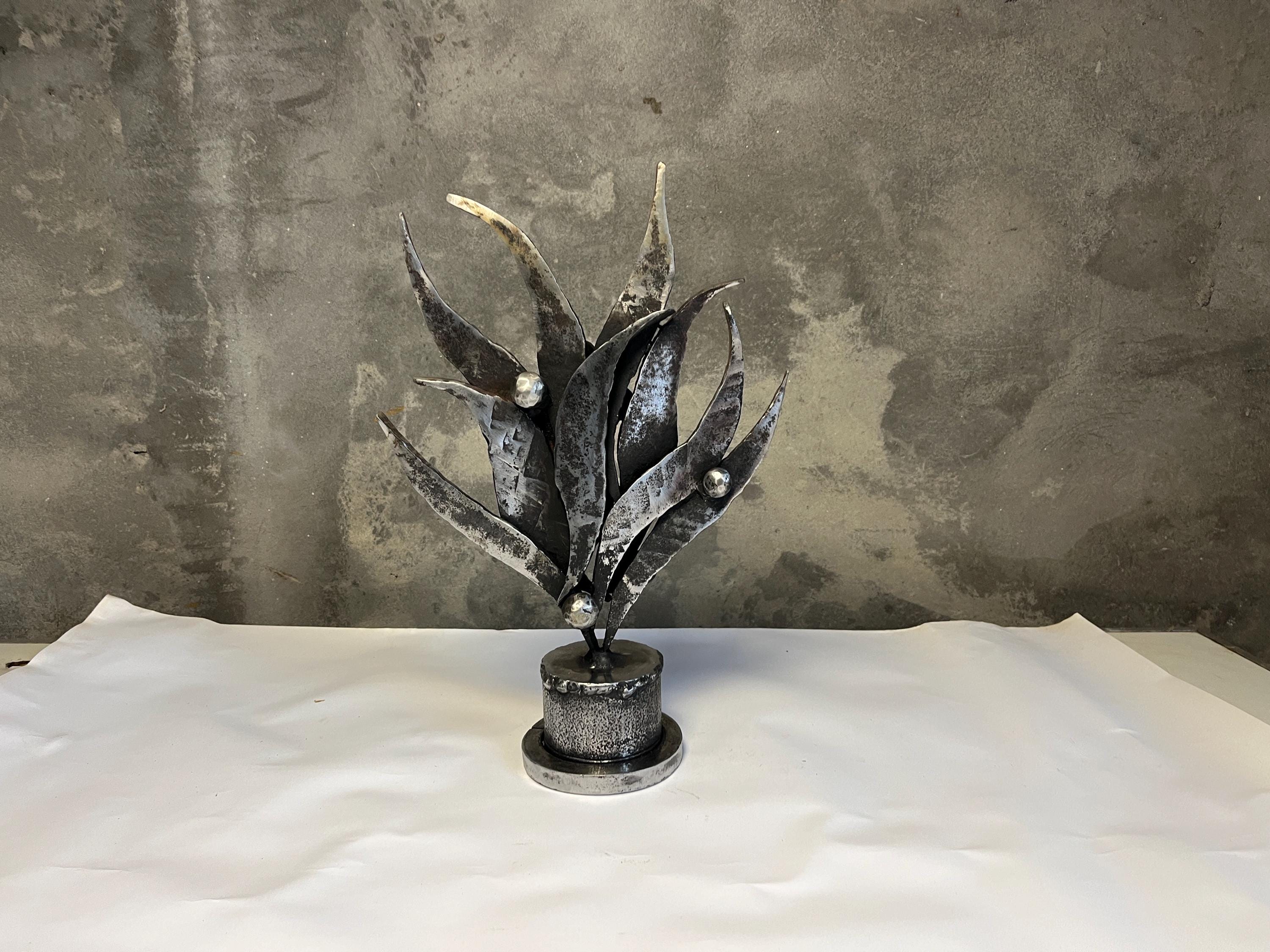 Unique Abstract Metal Flower Sculpture: Handcrafted Home Decor ...