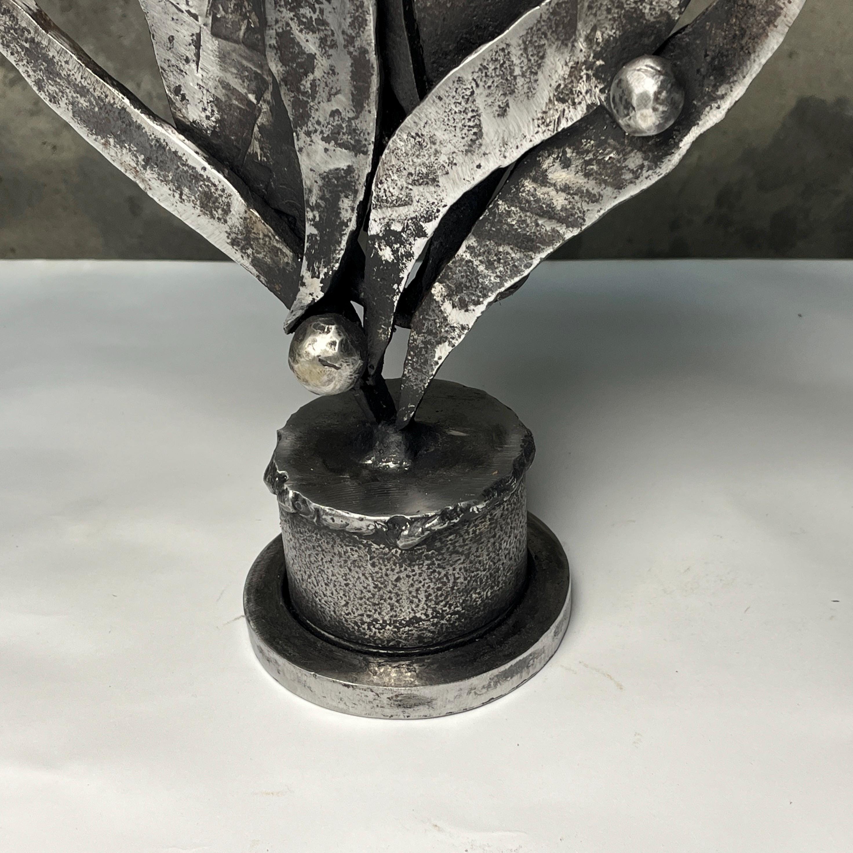 Unique Abstract Metal Flower Sculpture: Handcrafted Home Decor ...