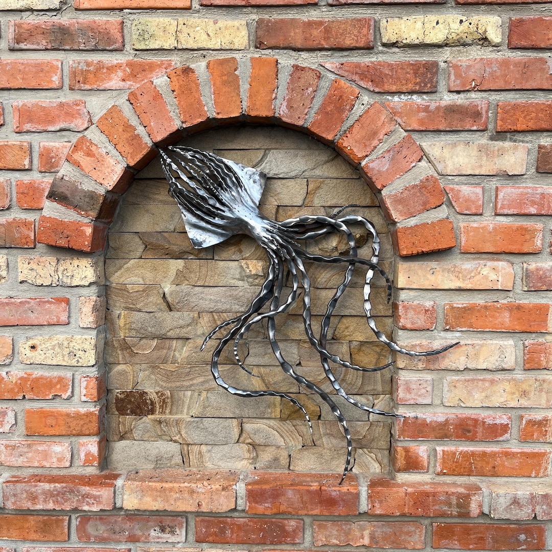 Wall Art Exterior | Squid Metal Wall Sculpture: Nautical Wall Decor ...