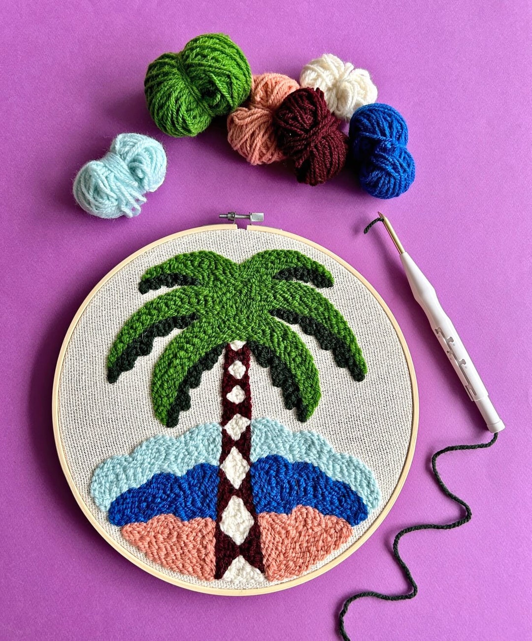 Punch Needle Large Size Kit Palm Tree Design - Etsy