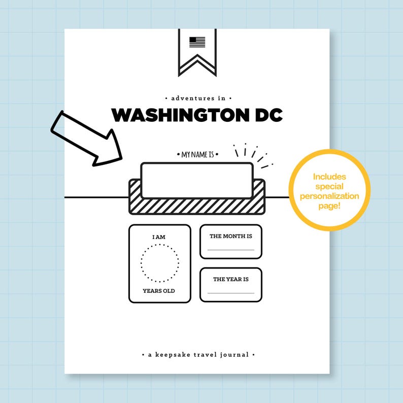 Washington DC Printable Travel Journal for Kids - Etsy