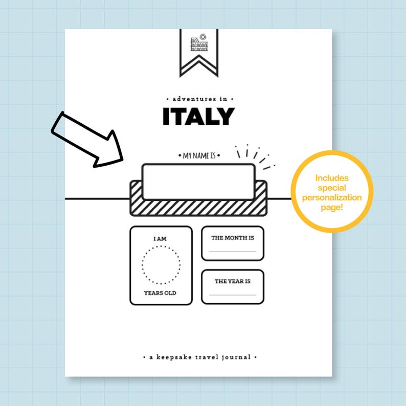 Italy Printable Travel Journal for Kids - Etsy