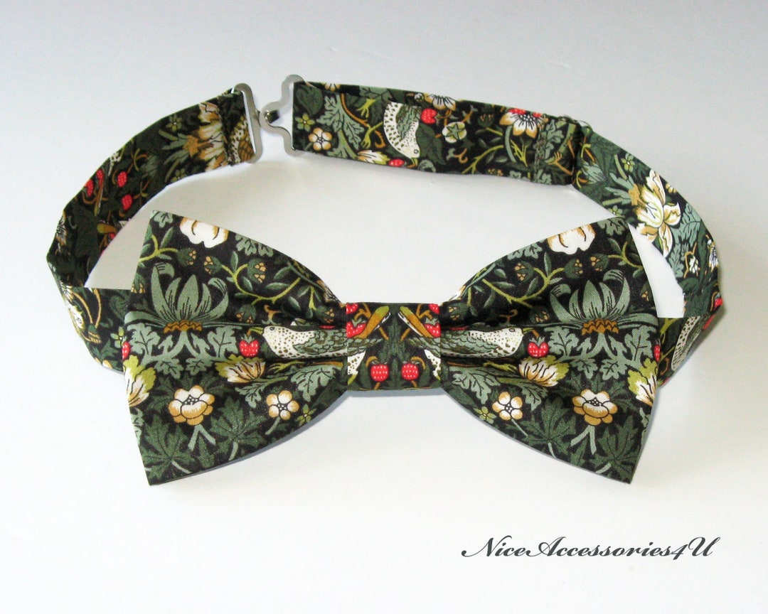 Forest Green Floral Bow Tie for Men & Boys. Liberty Print William ...