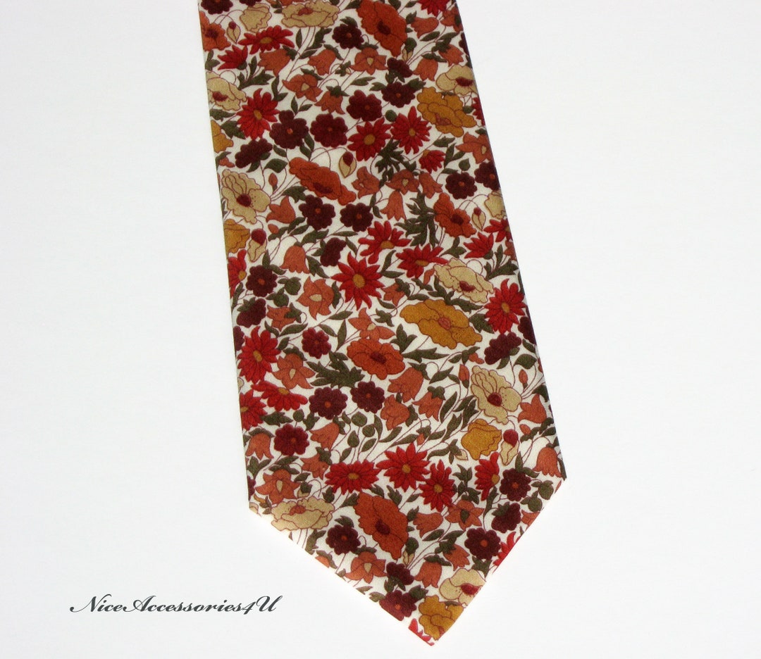 Autumn Palette Men's Floral Tie Liberty Print 'poppy Forest' in Burnt ...