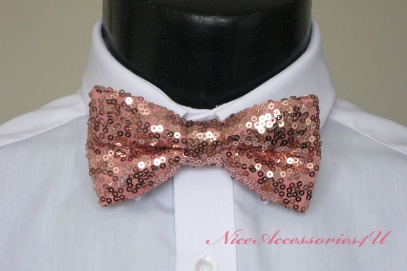 Rose Gold Sequin Bow Tie for Men & Boys. Rose Gold Wedding Bow - Etsy