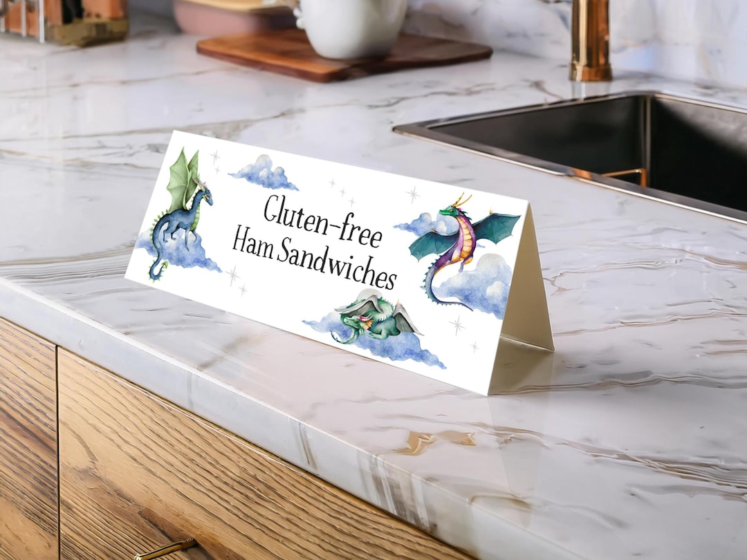 Printable Dragon Party Food Labels, Downloadable Dragon Party Name ...