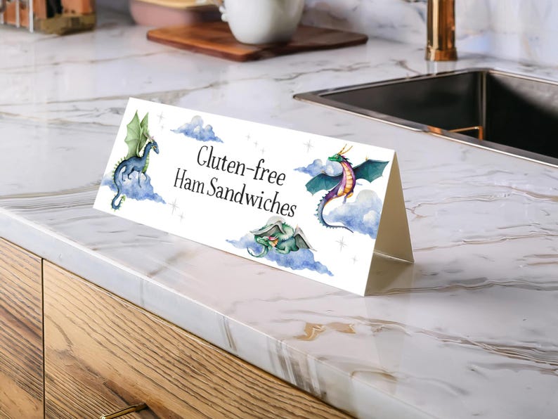 Printable Dragon Party Food Labels, Downloadable Dragon Party Name ...